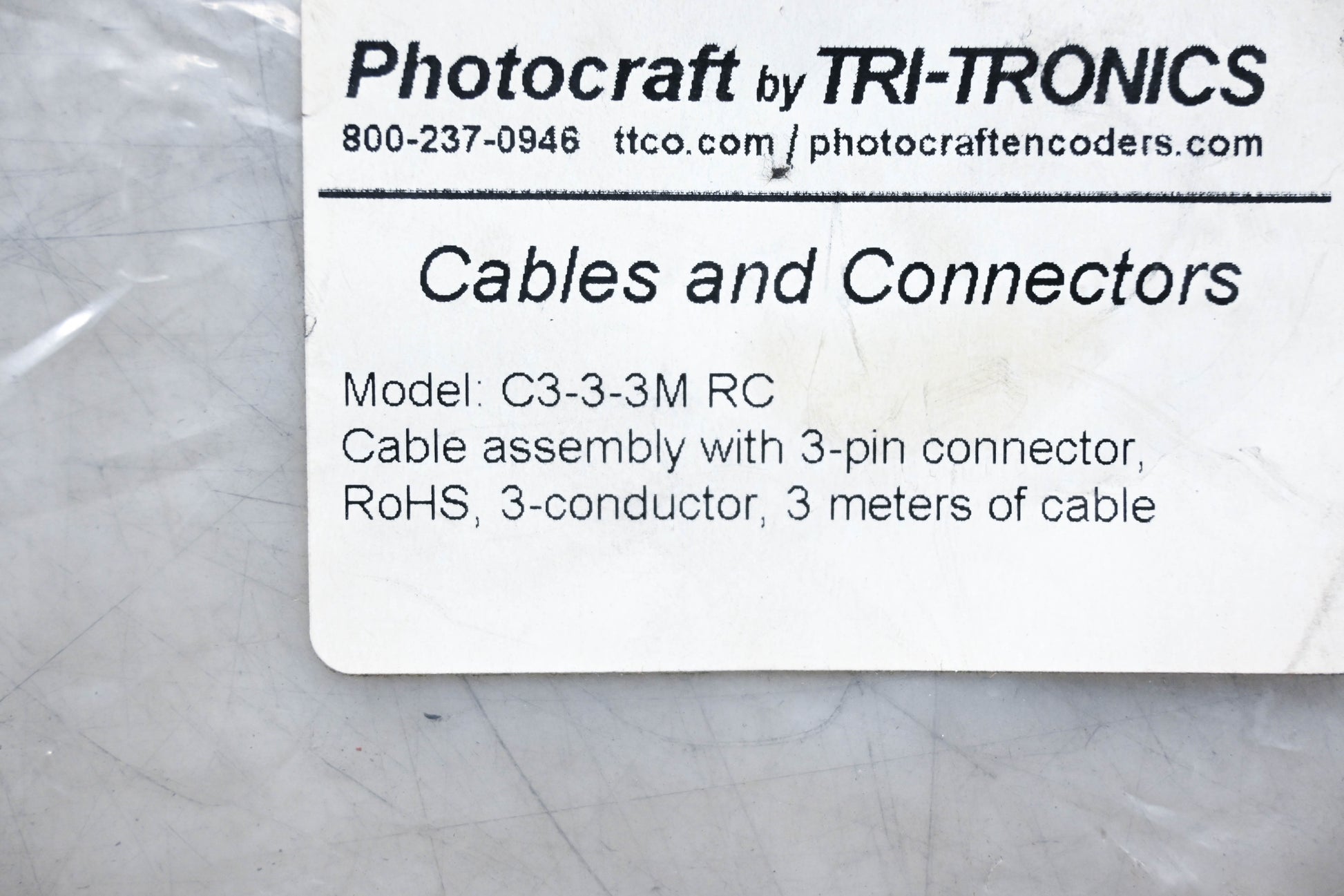 Tri-Tronics C3-3-3M RC 3m Cable Assembly with 3-Pin Connector NOS – In ...