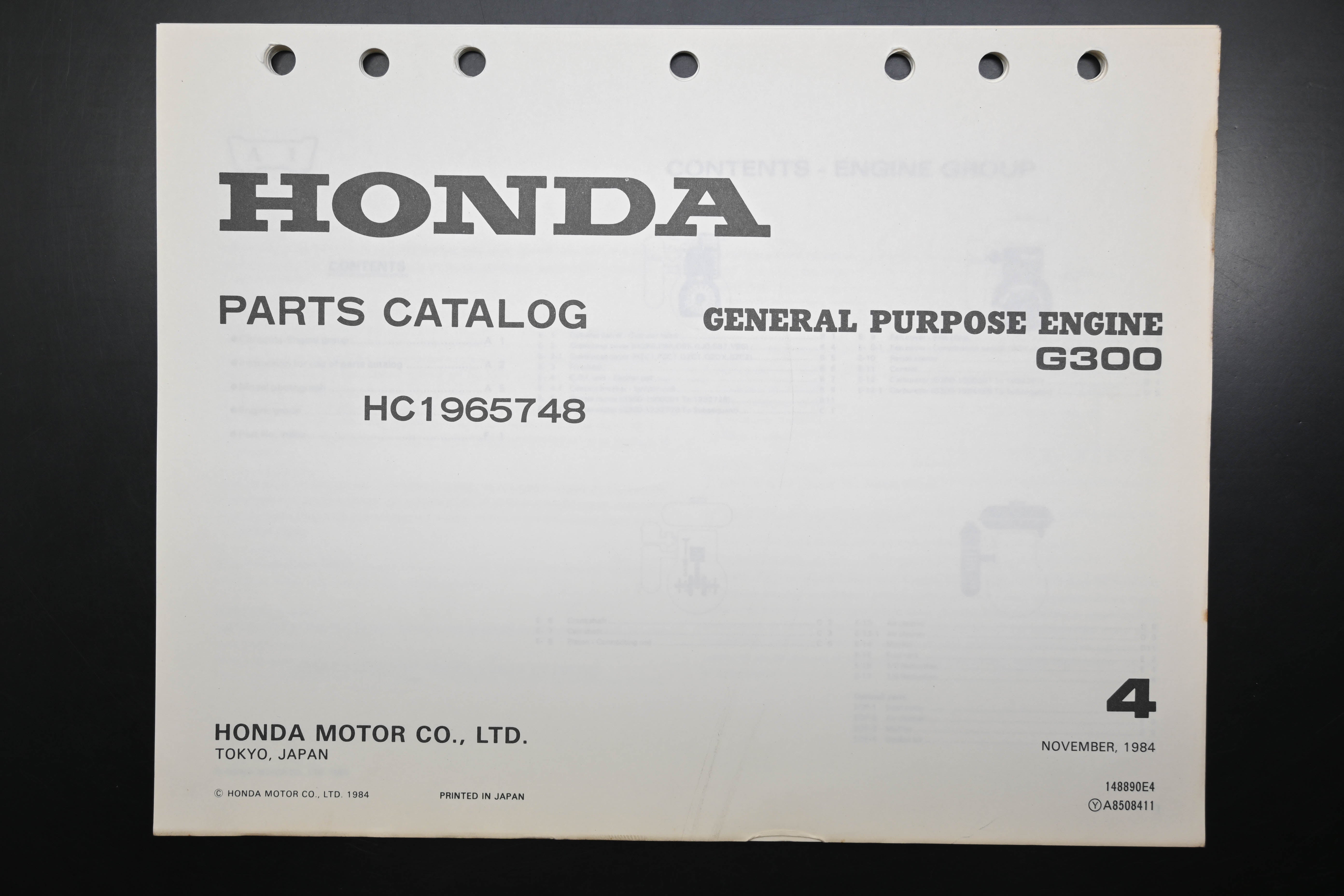 OEM Honda 148890E4 G300 Engine Parts Catalog – In Stock Motorsports, Inc