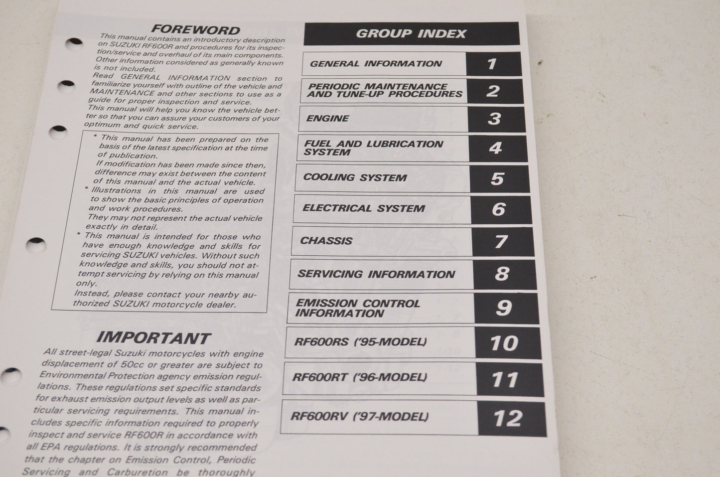 OEM Suzuki 99500-35034-03E RF600R Service Manual – In Stock Motorsports ...